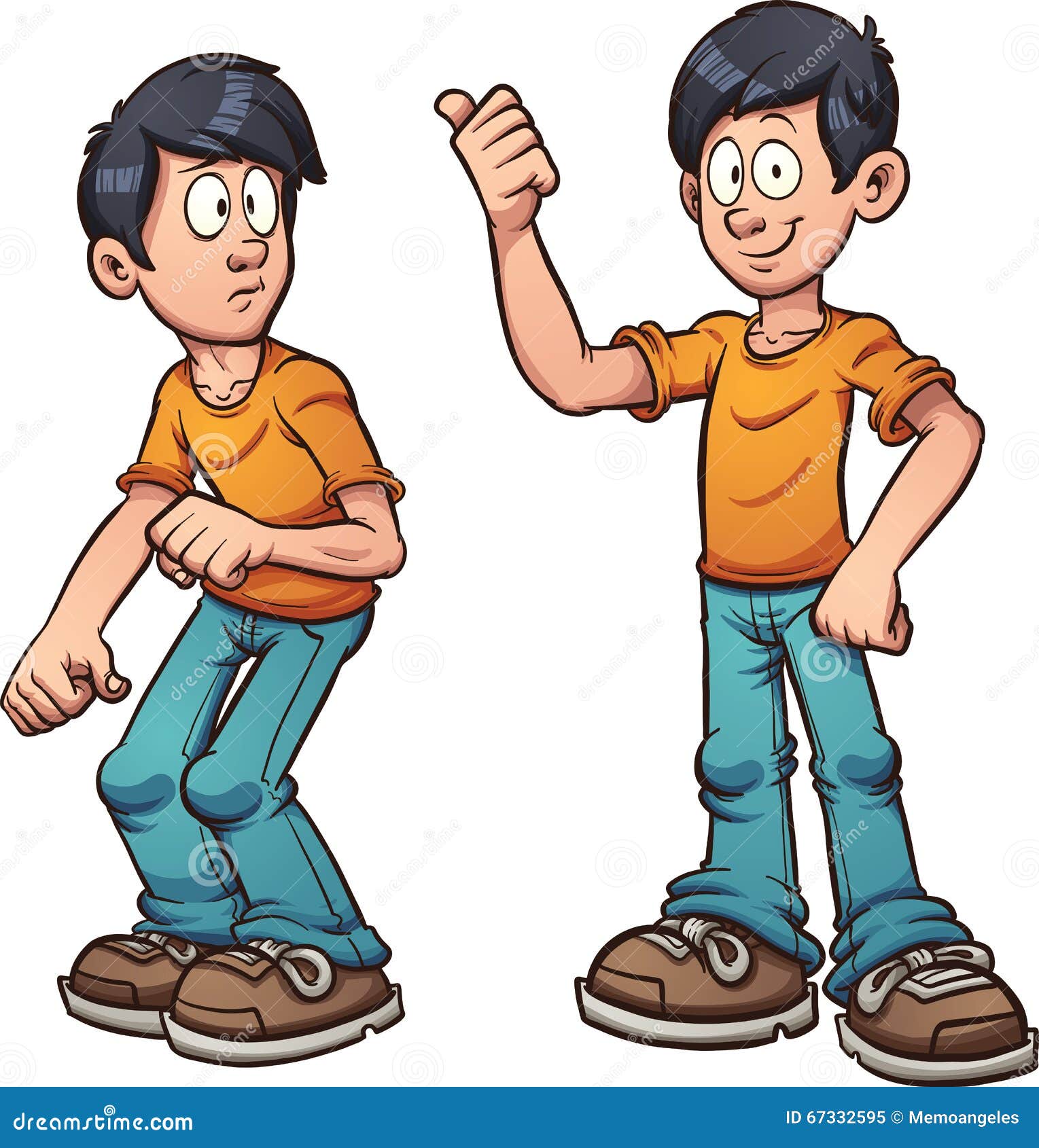 Scared and happy boy stock vector. Illustration of thumbs - 67332595