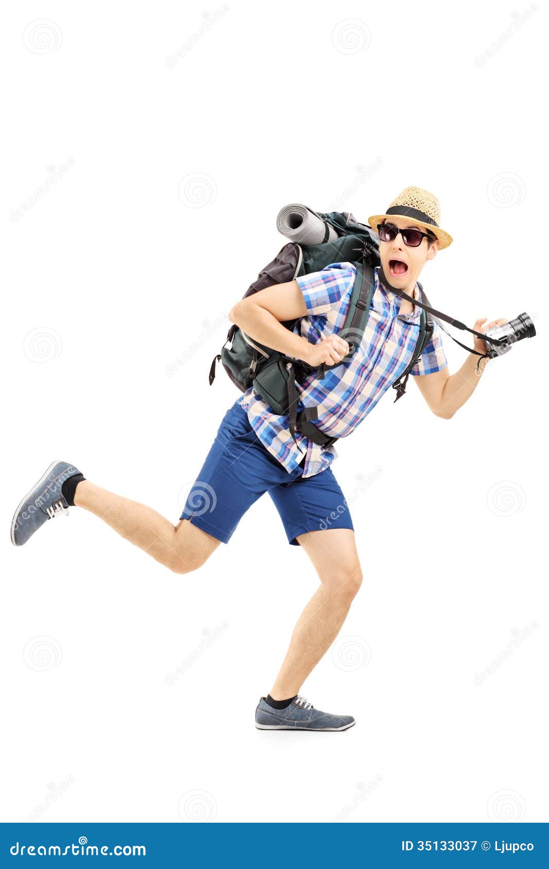 Scared Man Running Towards Camera