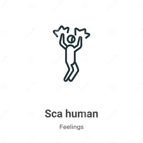 Scared Human Outline Vector Icon. Thin Line Black Scared Human Icon ...