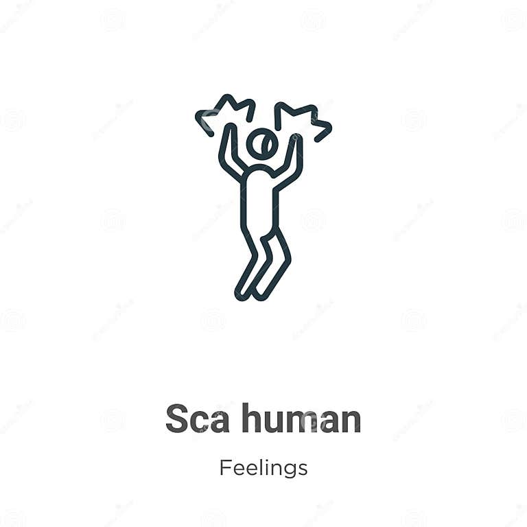 Scared Human Outline Vector Icon. Thin Line Black Scared Human Icon ...