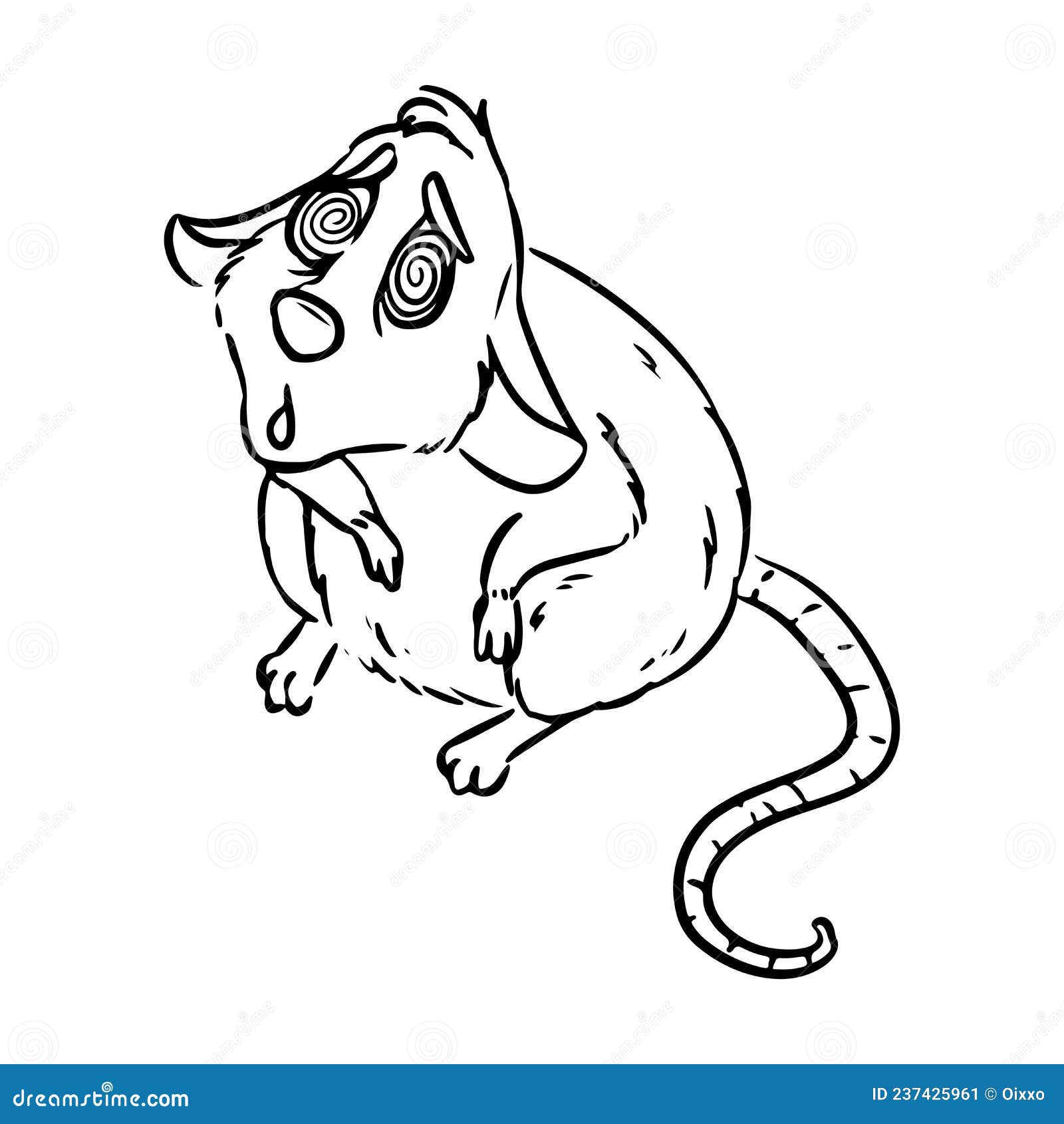 Scared or Hypnotized Mouse or Rat. Small Vulnerable Rodent. Cartoon ...