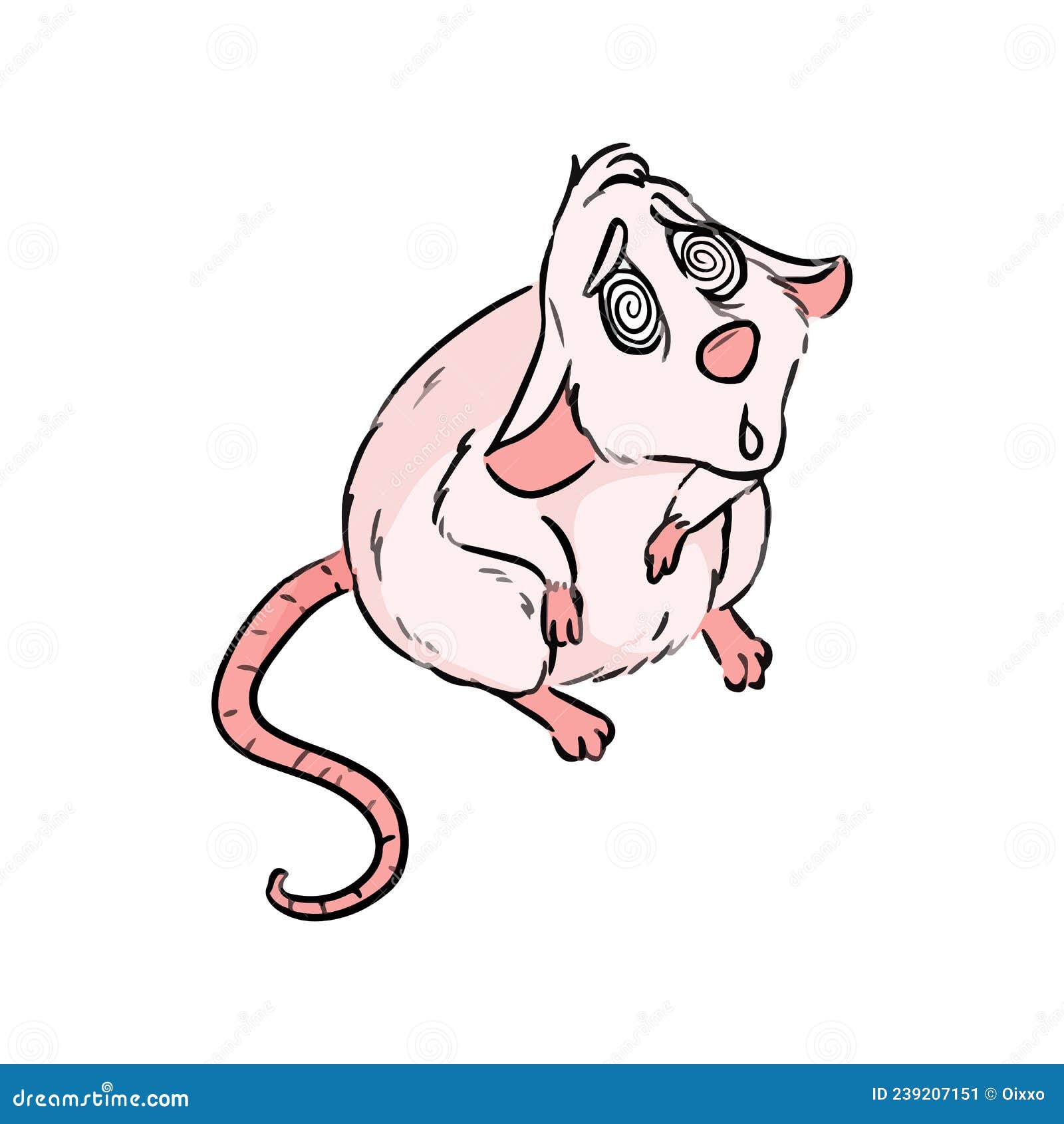 Scared or Hypnotized Mouse or Rat. Small Vulnerable Rodent. Cartoon ...