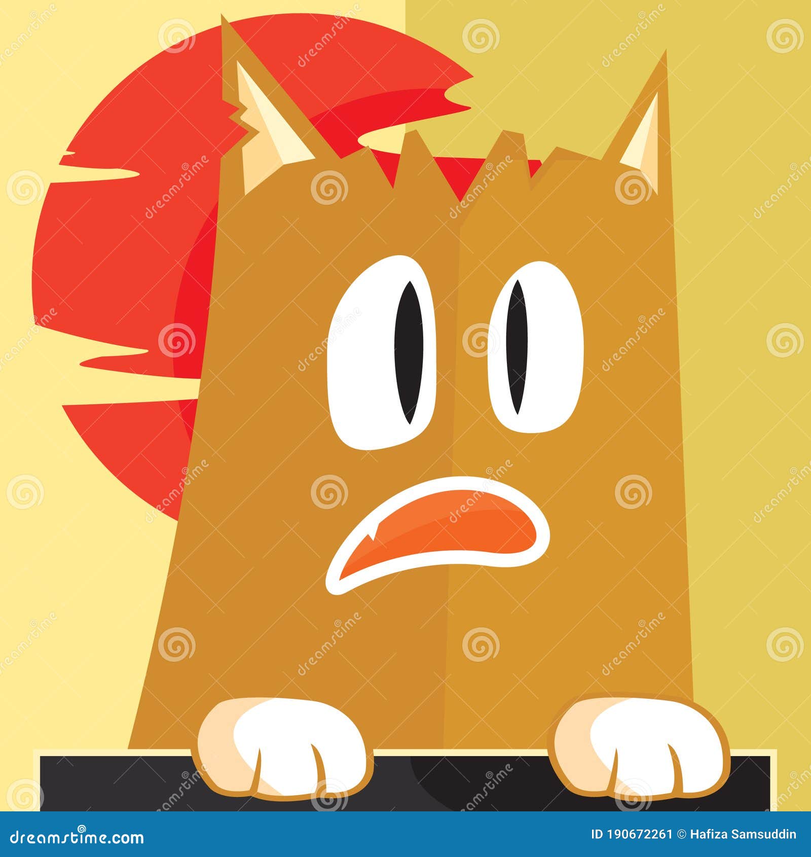 Print stock vector. Illustration of scared, faces, kittens - 190672261
