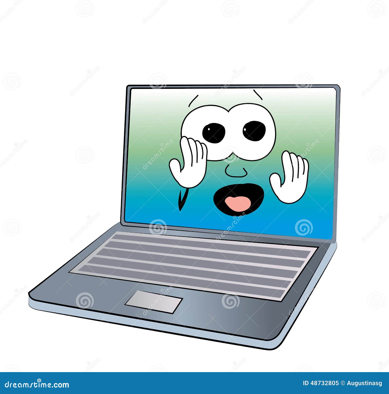 Scared laptop cartoon stock illustration. Illustration of scare - 48732805