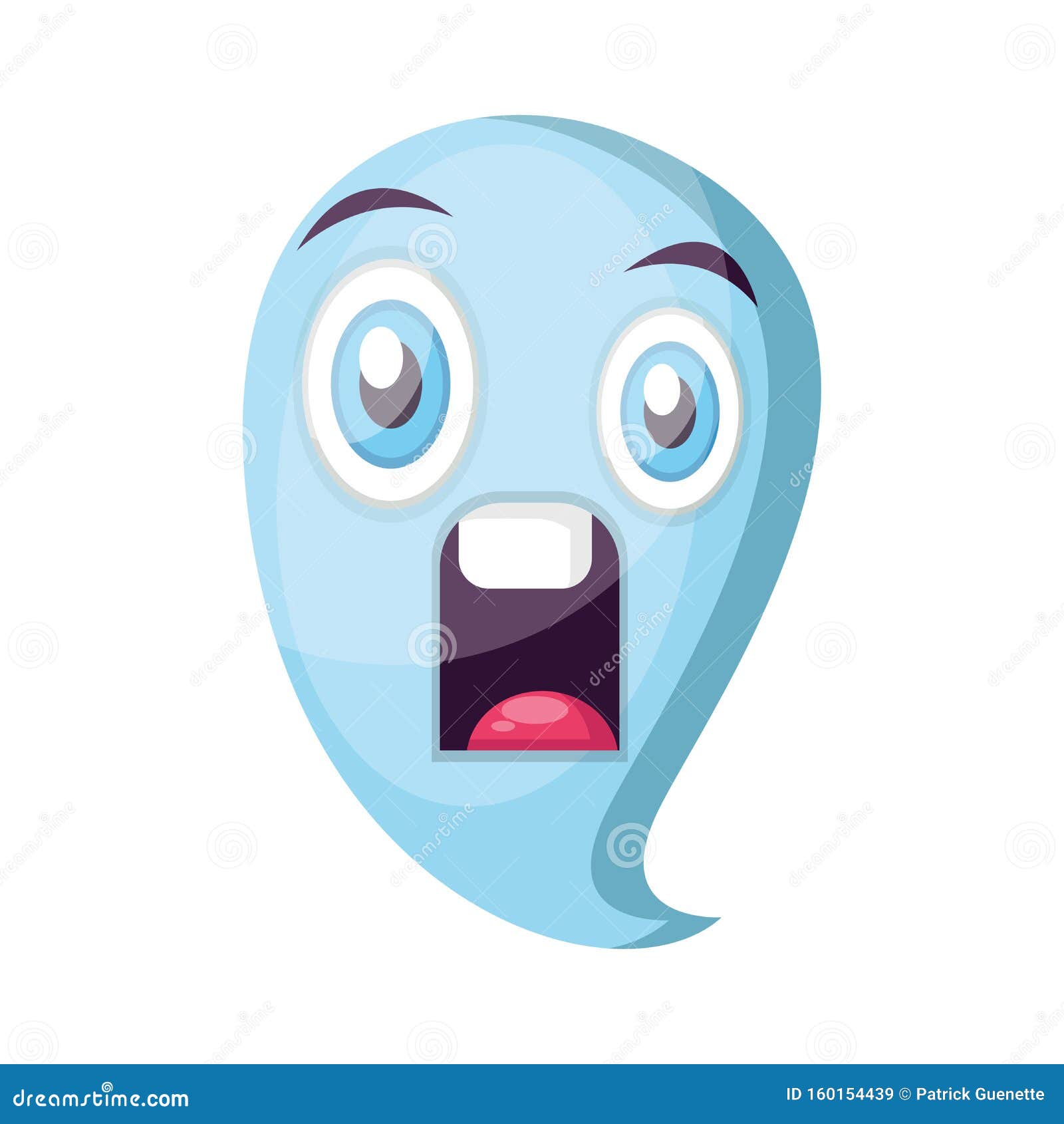 Scared Light Blue Ghost Emoji Vector Illustration on a Stock Vector ...