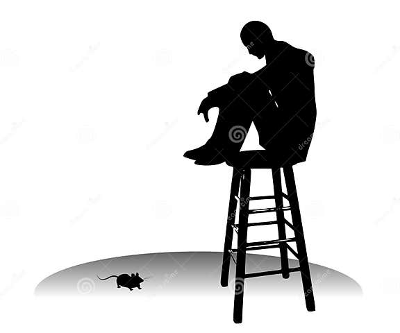 Scared of a Little Mouse Phobia Stock Illustration - Illustration of ...