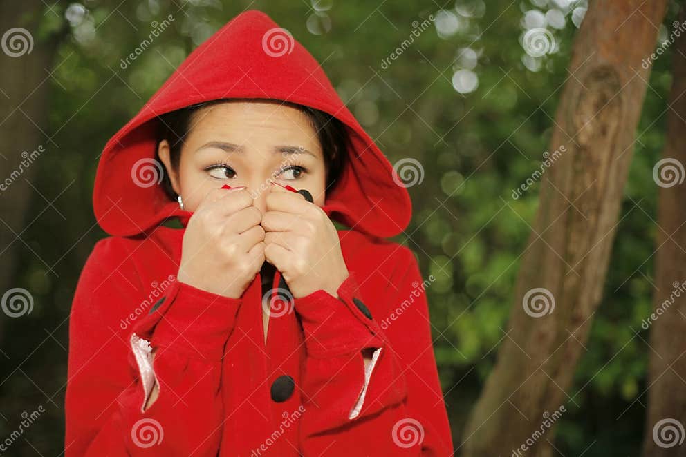 Scared Little Red Riding Hood Stock Photo - Image of girl, hood: 5140952