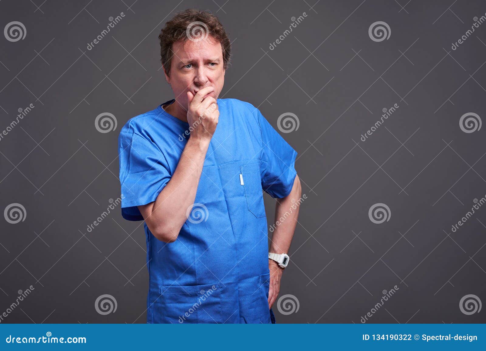 A scared male doctor stock photo. Image of adult, nervous - 134190322