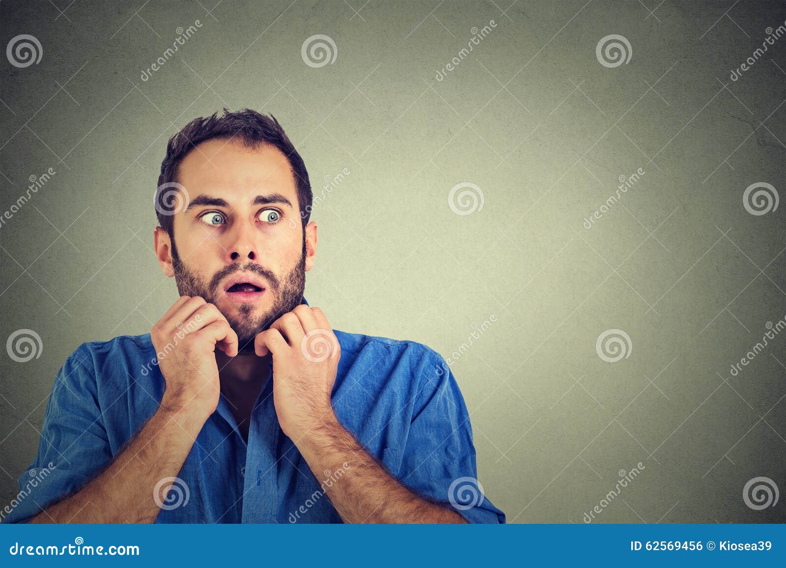 Scared man stock photo. Image of fright, scared, face - 62569456