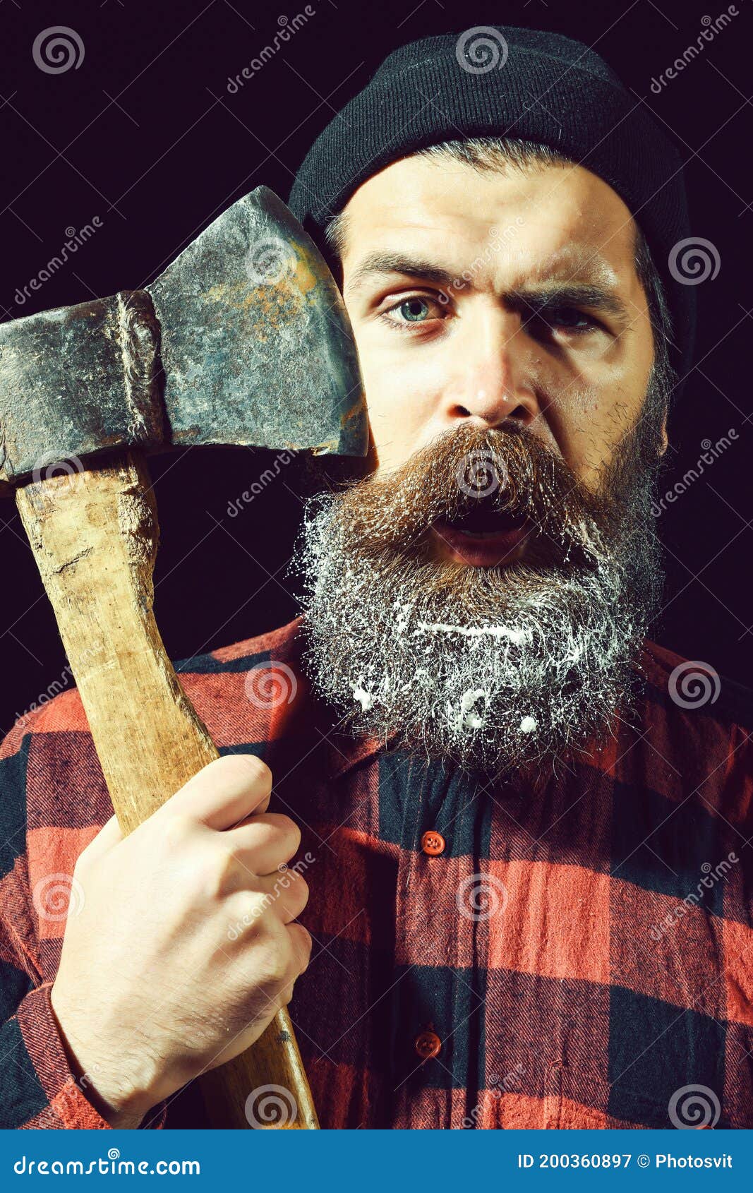 Scared man with axe stock image. Image of black, blade - 200360897