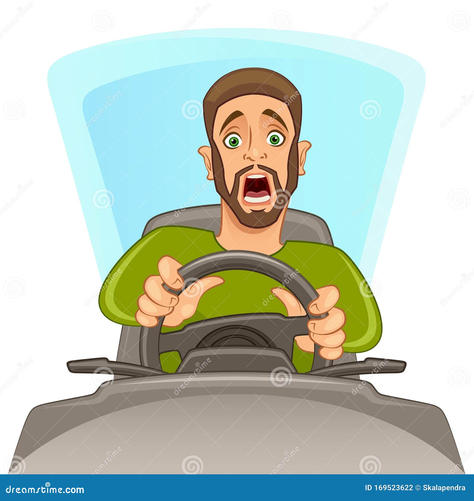 Scared Man Driving Vector Illustration | CartoonDealer.com #169523622