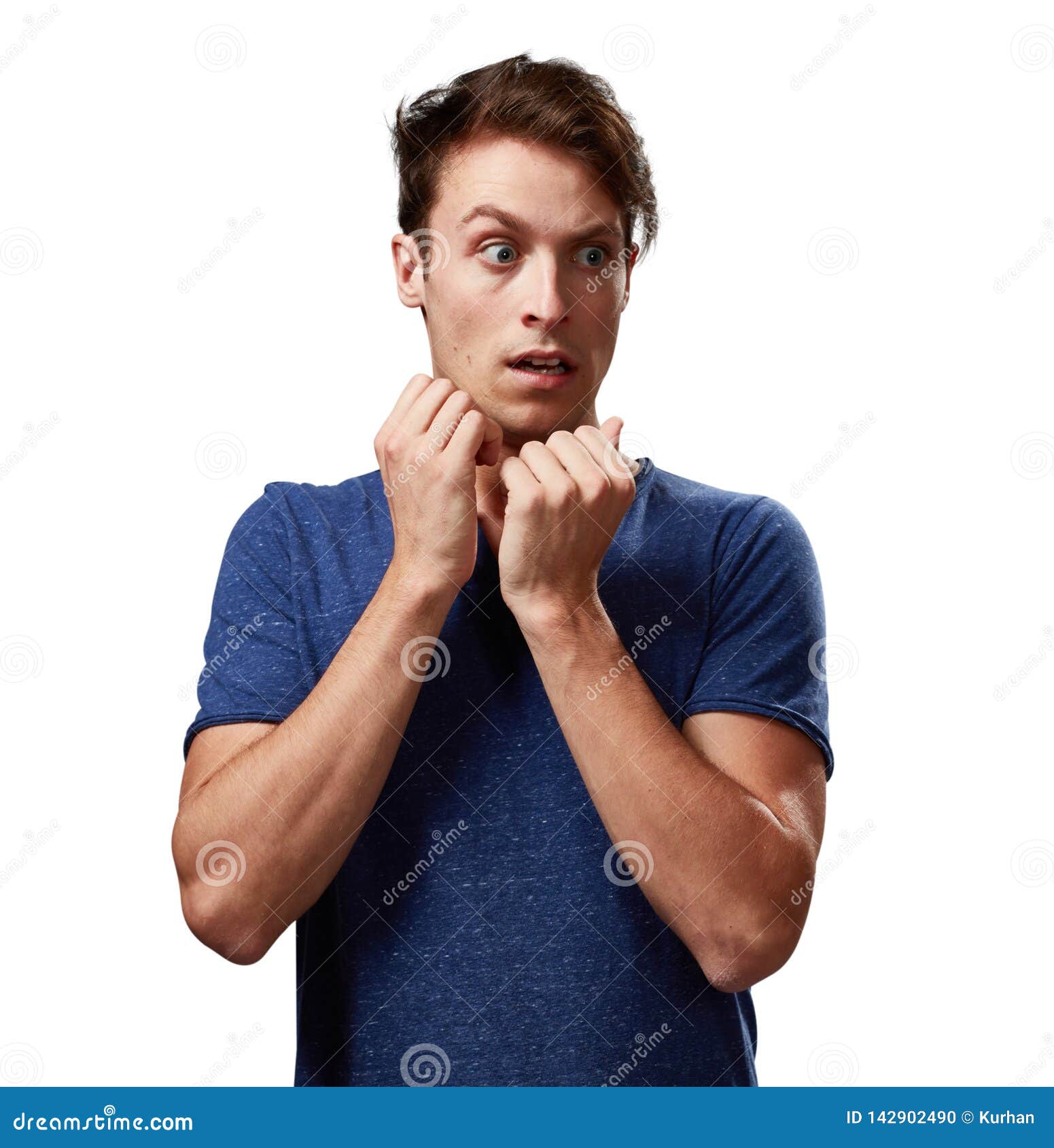 Scared man face. stock photo. Image of person, mental - 142902490