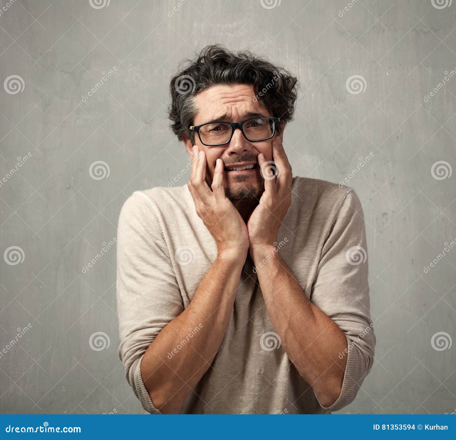 Scared man face. stock photo. Image of emotions, horror - 81353594