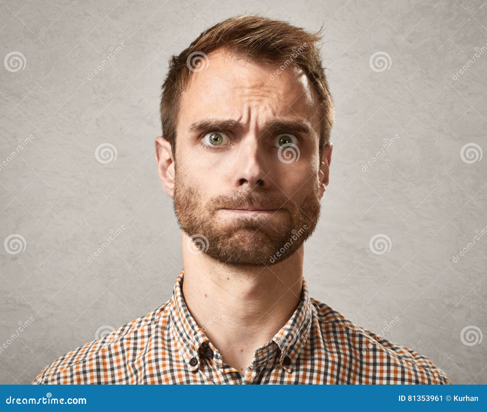 Scared man face. stock image. Image of fright, casual - 81353961