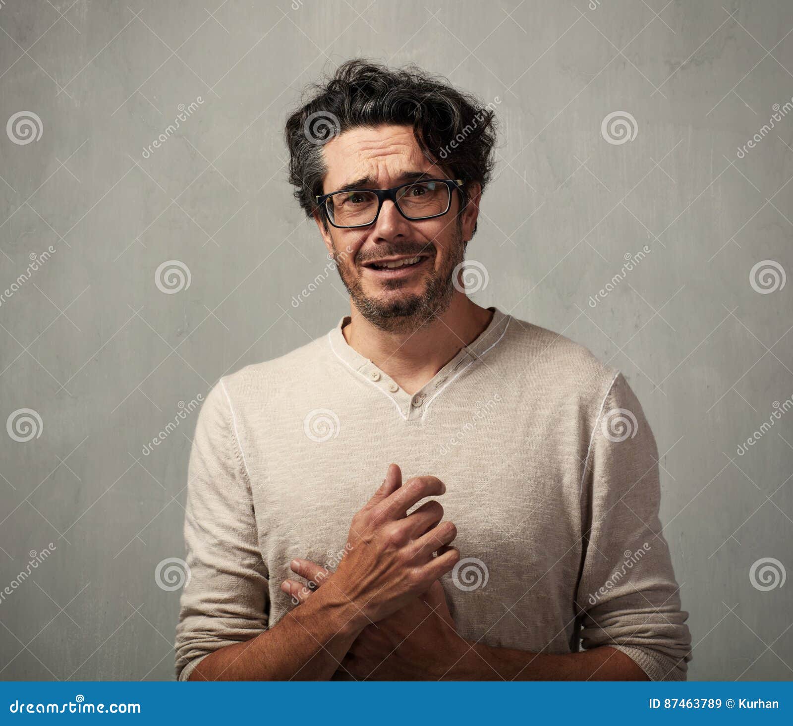Scared man face. stock image. Image of gesture, emotions - 87463789