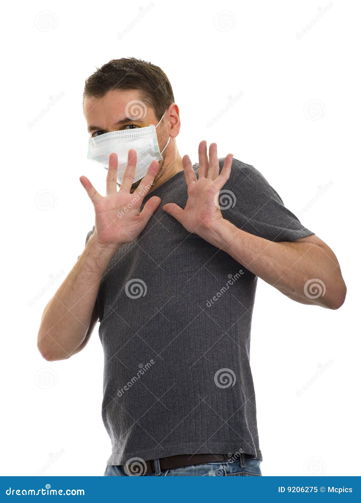 Scared man with face mask stock image. Image of outbreak - 9206275