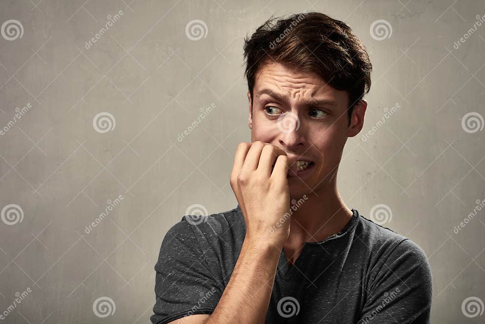 Scared man face. stock photo. Image of amazement, fright - 87465228