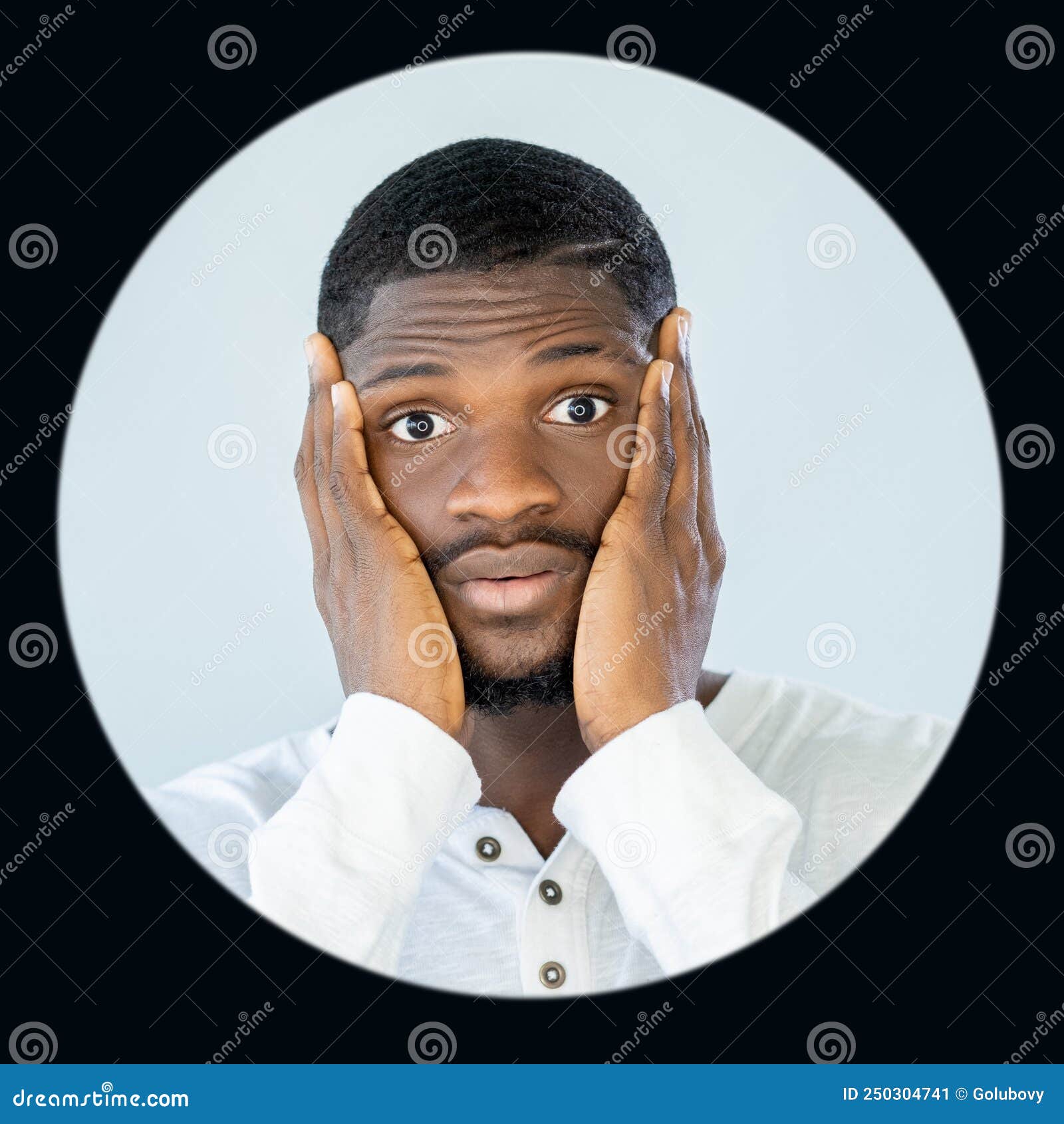 Scared Man Fear Expression Avatar Face Portrait Stock Image - Image of ...