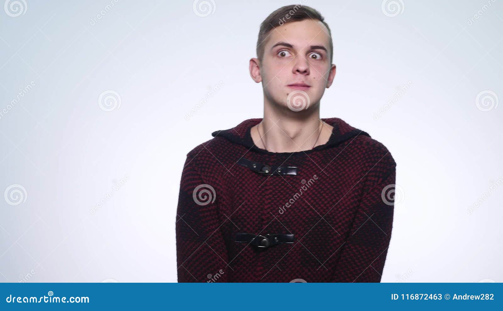 Scared Man is Frightened and Afraid, Funny Expression Stock Video ...