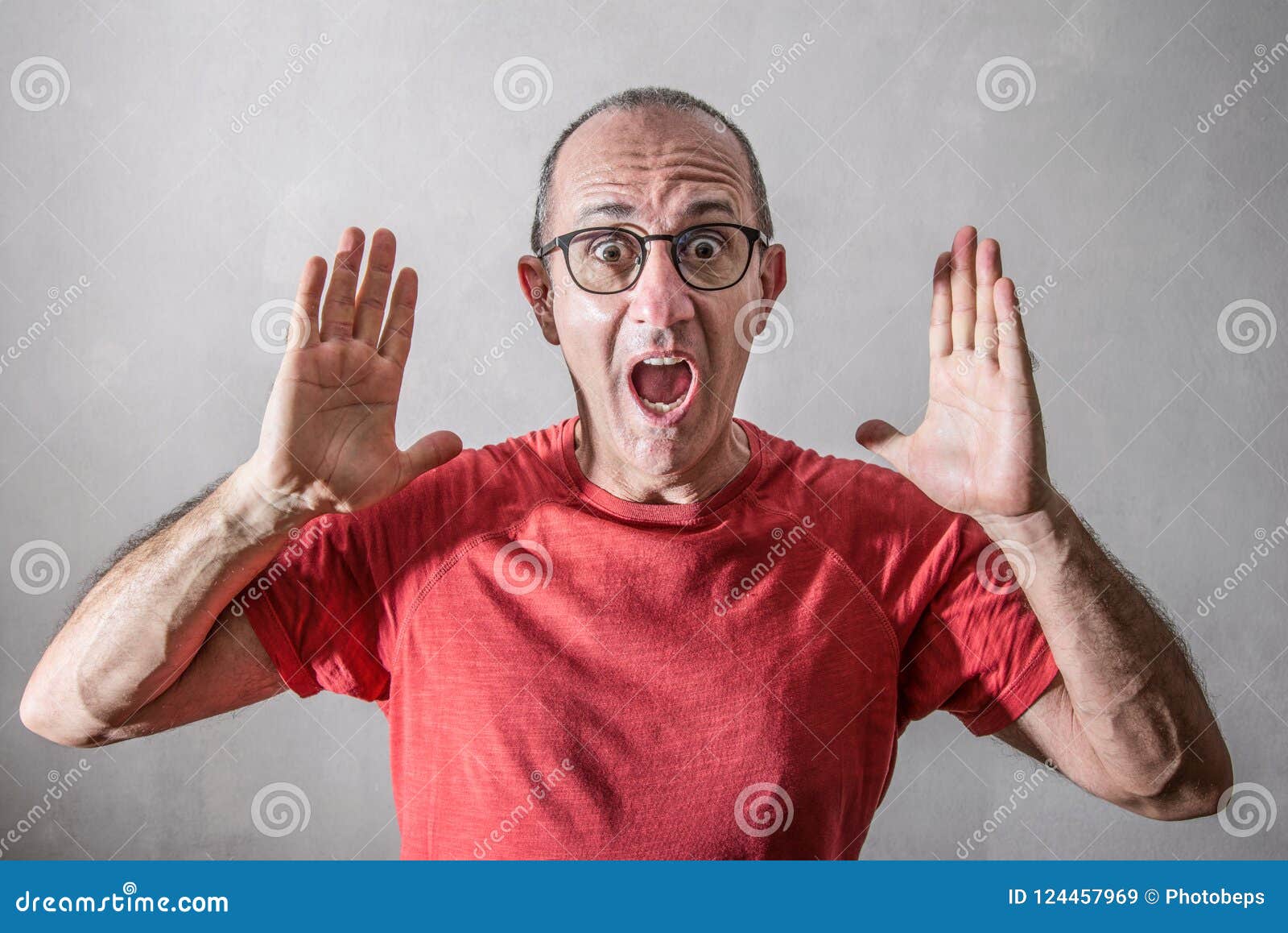 Scared Man with Hands on Face Stock Image - Image of stressed ...