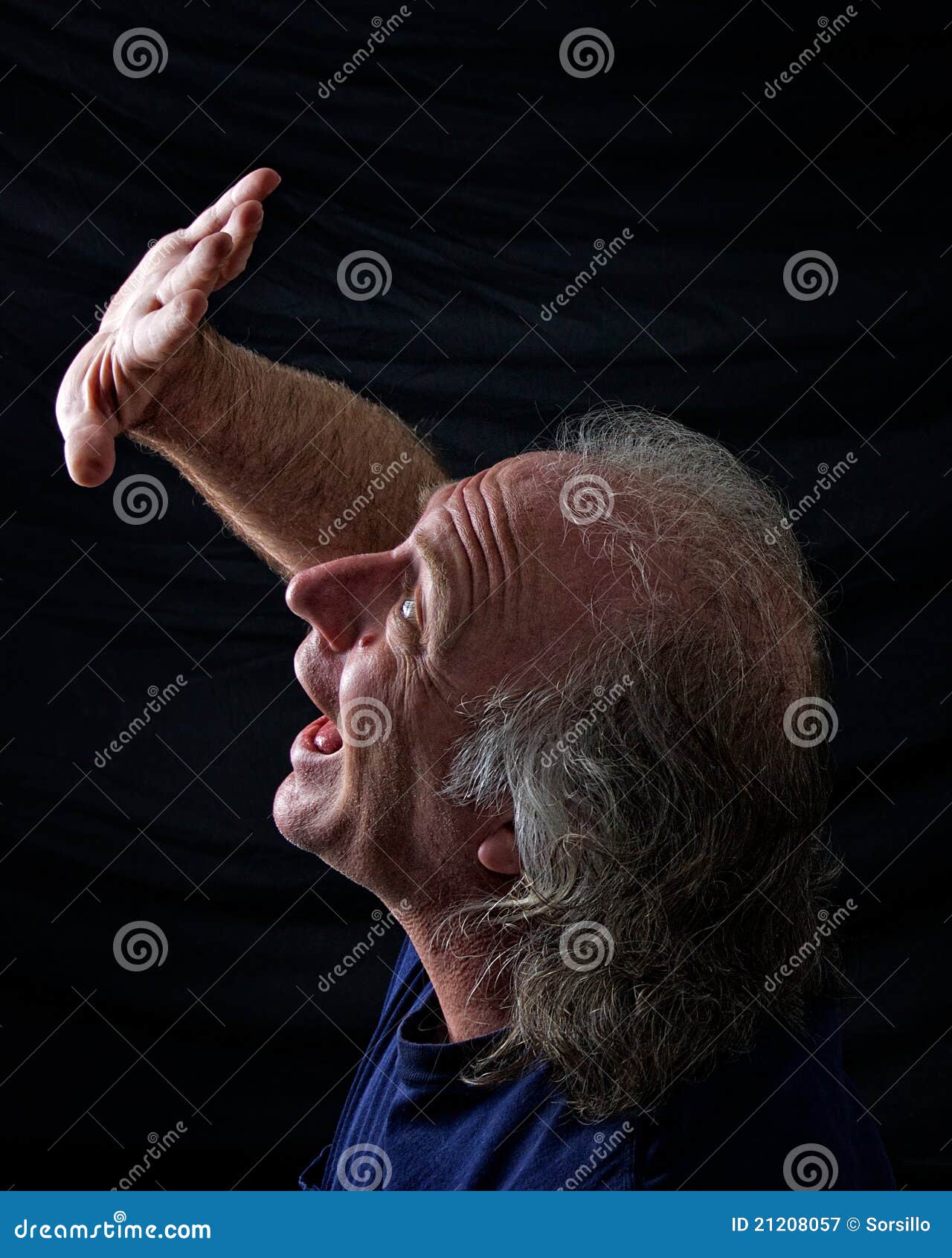 Scared man holding hand up stock image. Image of hand - 21208057