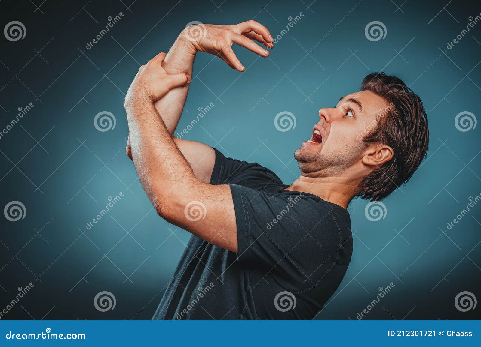 Scared man portrait stock image. Image of angry, blue - 212301721