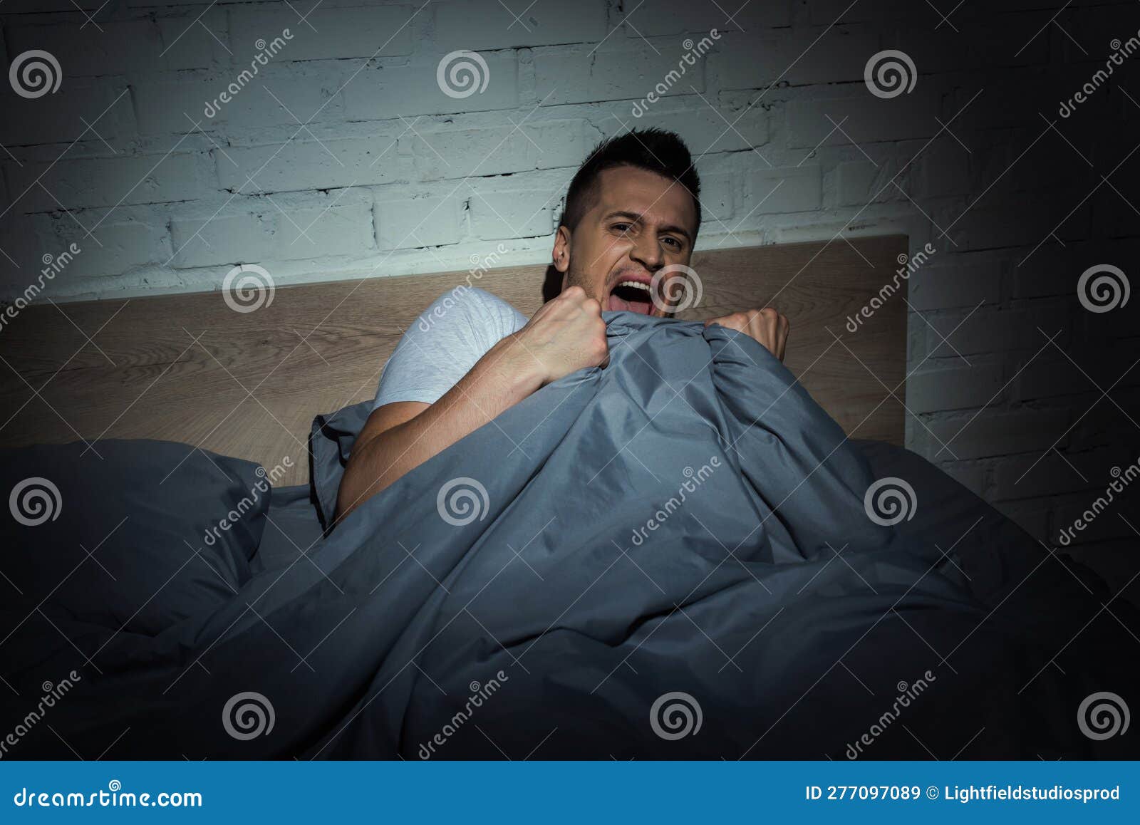 Scared Man with Panic Attacks Screaming Stock Image - Image of ...