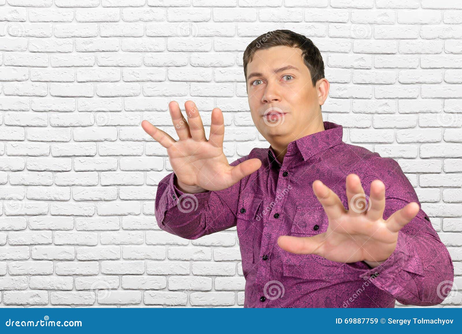 Scared man stock image. Image of mouth, expression, mood - 69887759