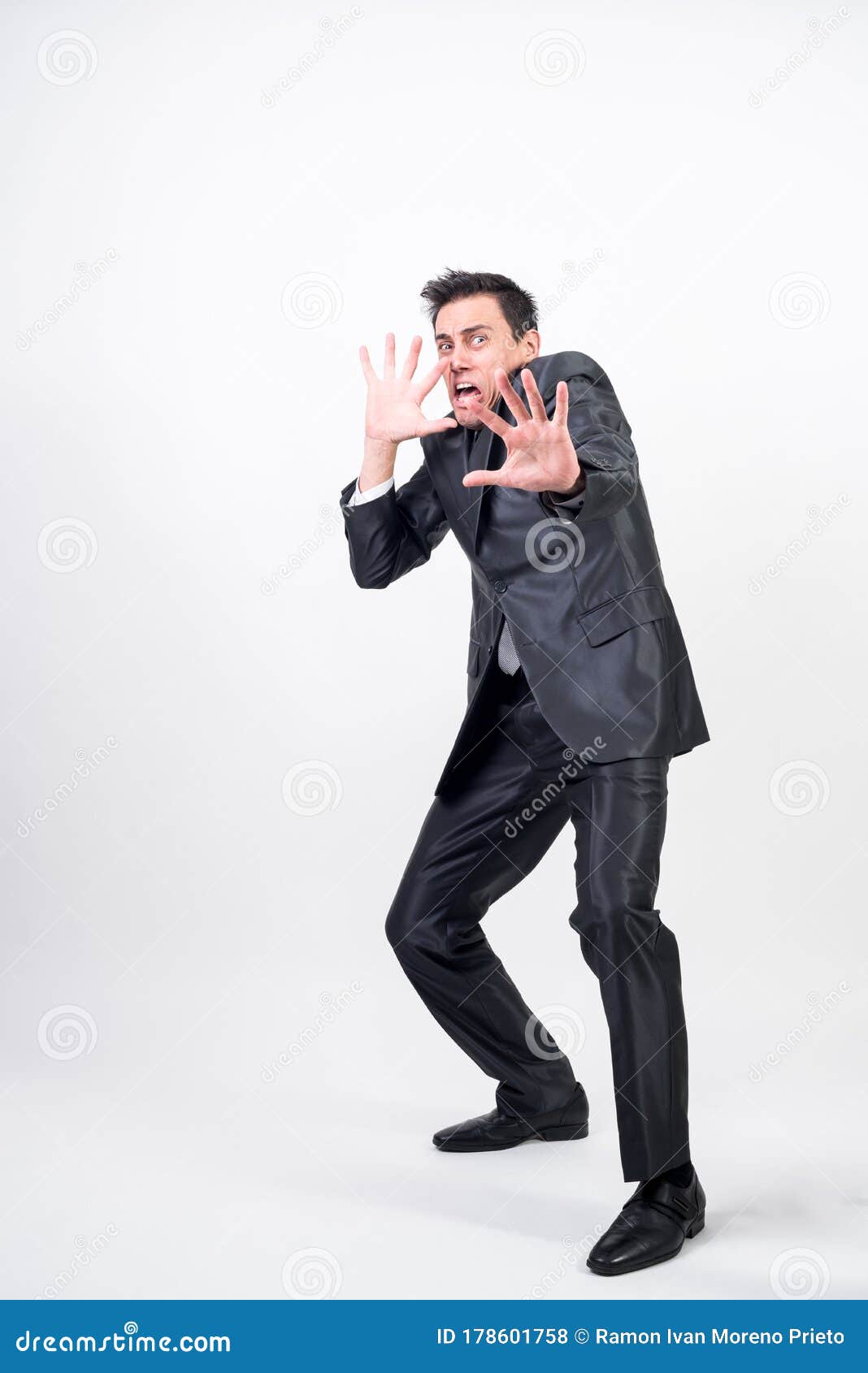 Scared man in suit stock photo. Image of single, elegant - 178601758