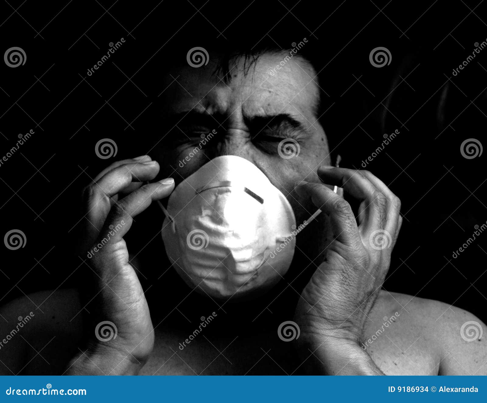 Scared Man with a Surgical Mask Stock Photo - Image of biohazard ...