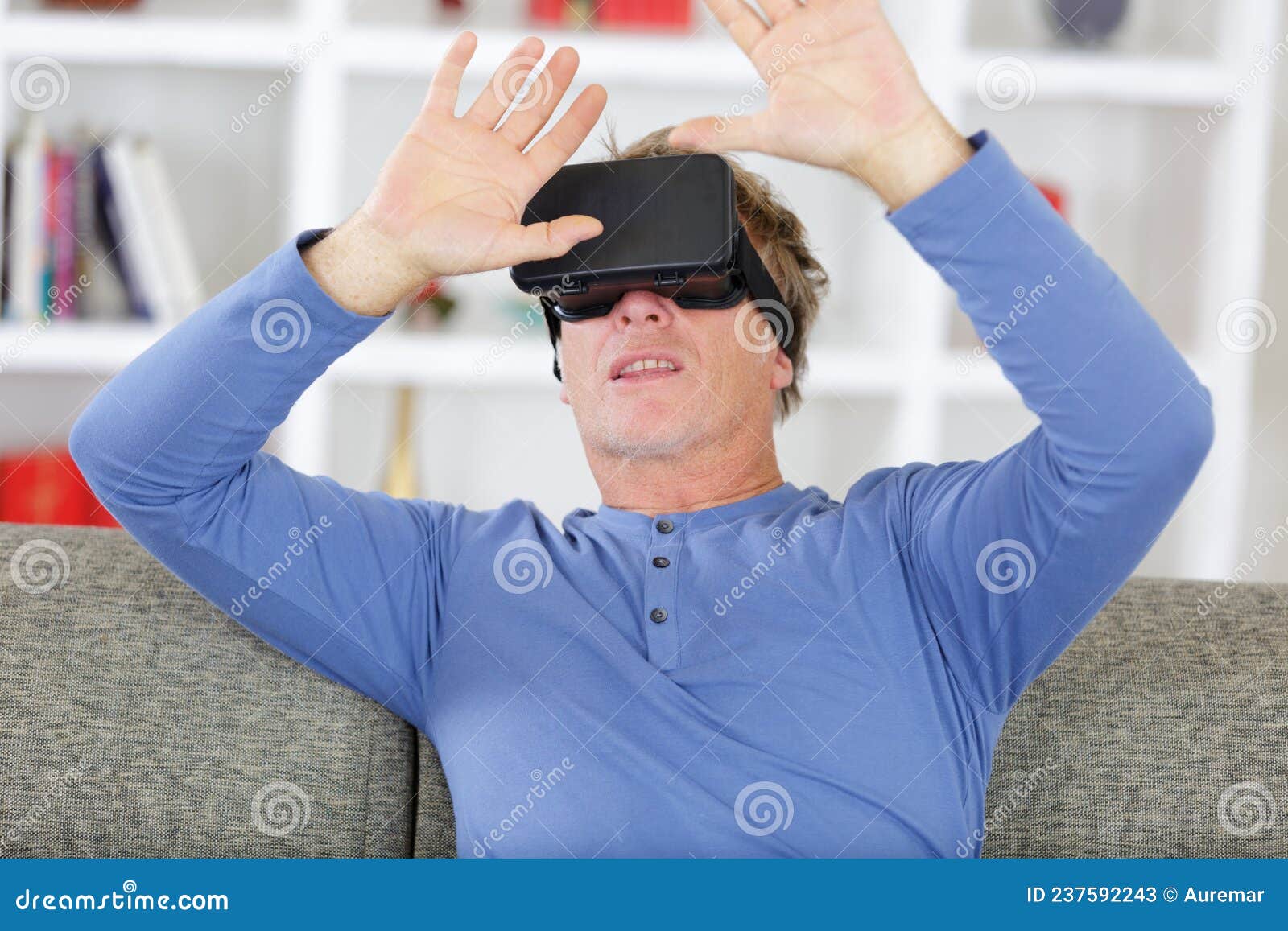 Scared Man Taking Off Virtual Reality Headset Stock Image - Image of ...
