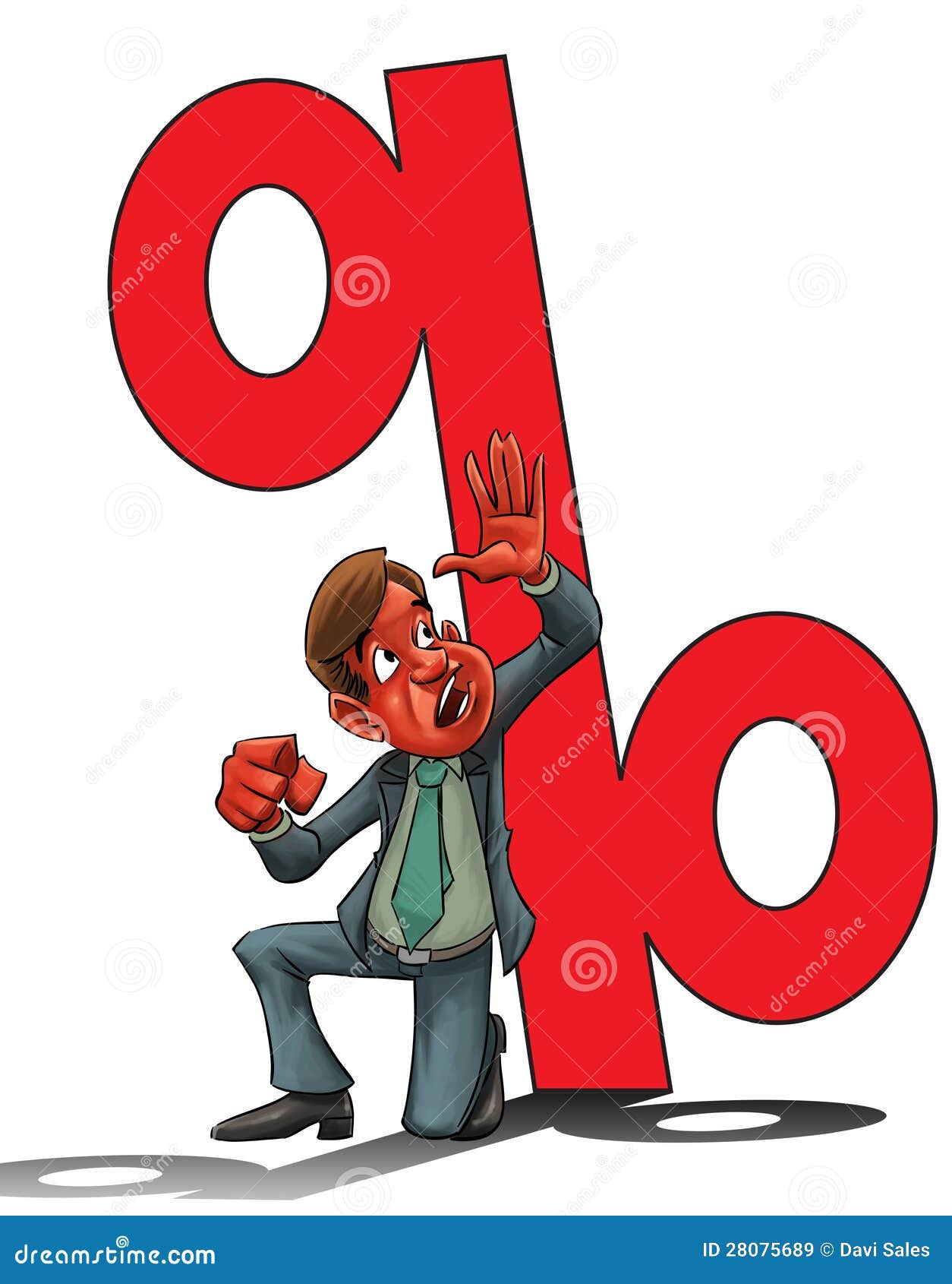 Scared Man And Toppling Percentage Symbol Royalty-Free Illustration ...