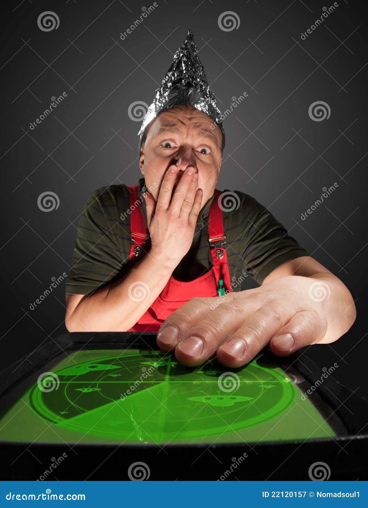 Scared Man Watching Old Radar Stock Image - Image of scared, bizarre ...