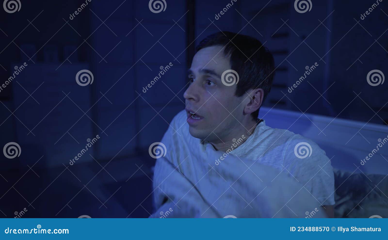 Scared Man Woke Up from a Nightmare Stock Footage - Video of spook ...