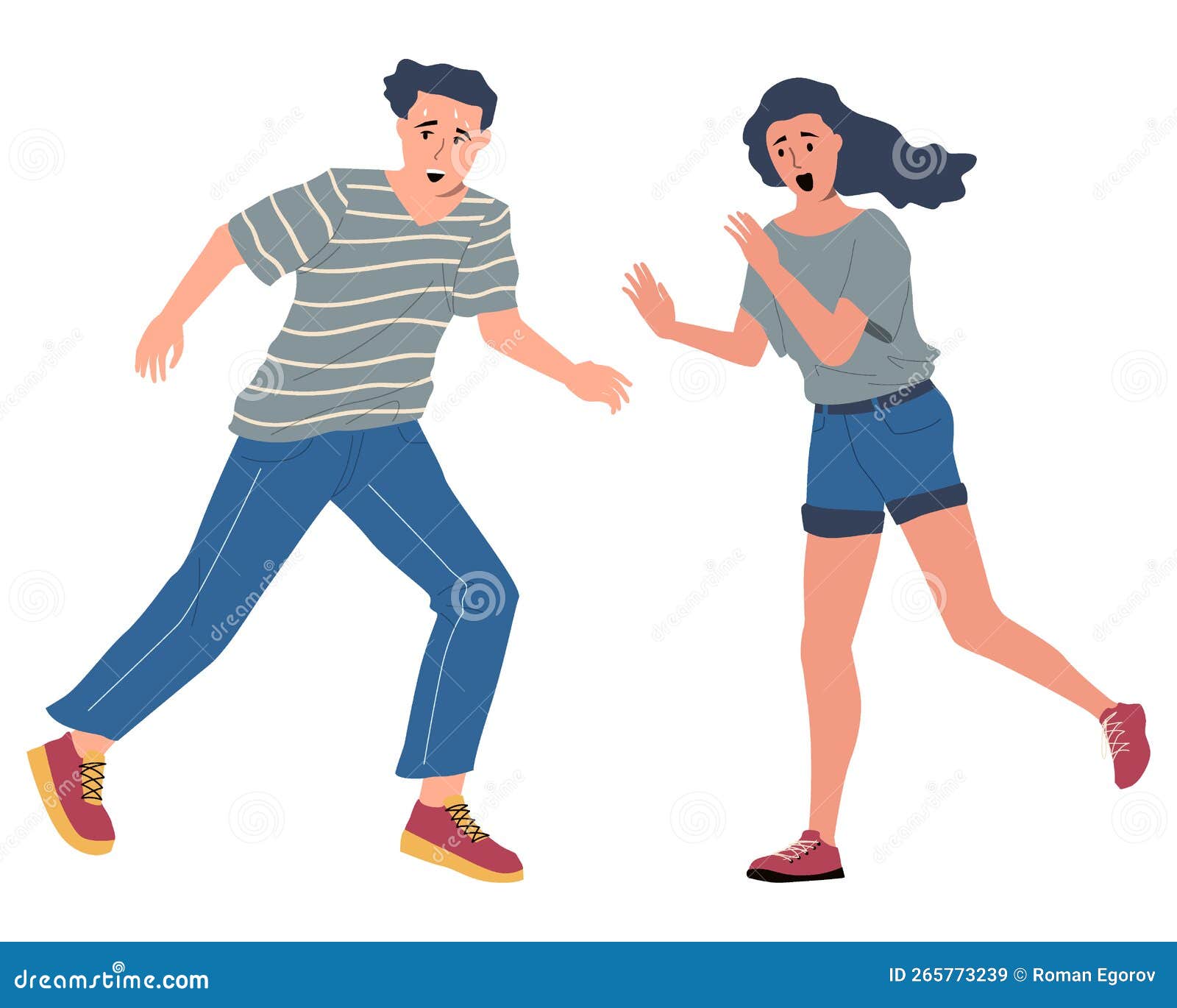 Scared Man and Woman. Isolated Cartoon Flat Isolated People. Frightened ... Scared Man and Woman. Isolated Cartoon Flat Isolated People. Frightened ...