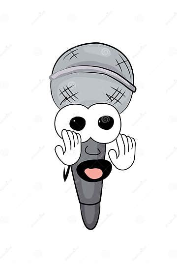 Scared microphone cartoon stock illustration. Illustration of sound ...