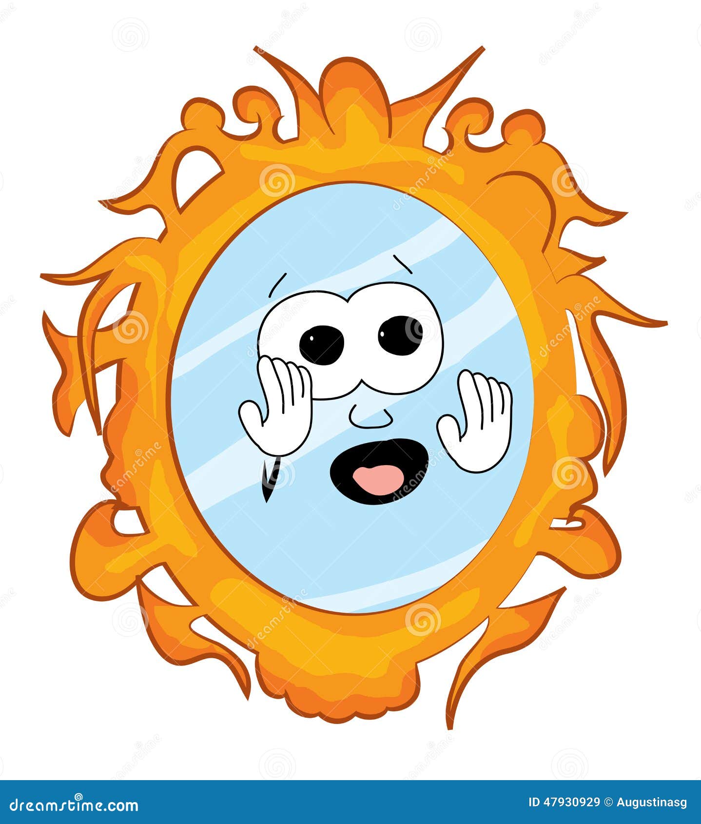 Scared mirror cartoon stock illustration. Illustration of isolated ...
