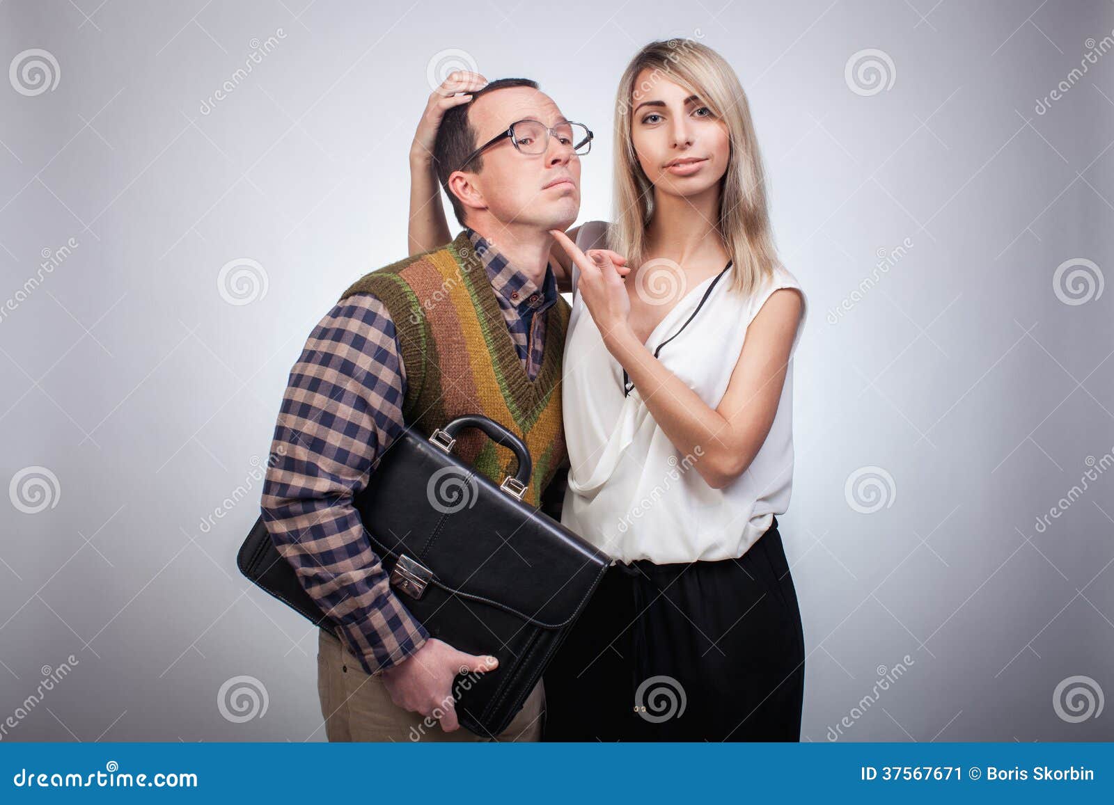 Scared nerd with girl stock image. Image of nerd, lifestyles - 37567671