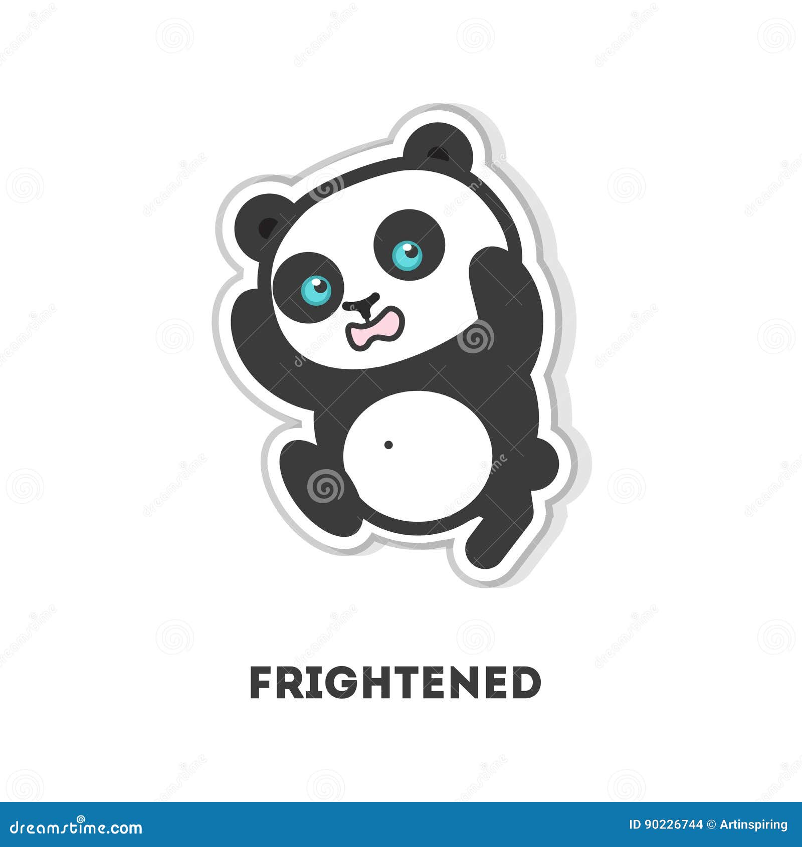 Scared Red Panda. Cartoon Red Panda Runs Scared And Screams. Unique ...