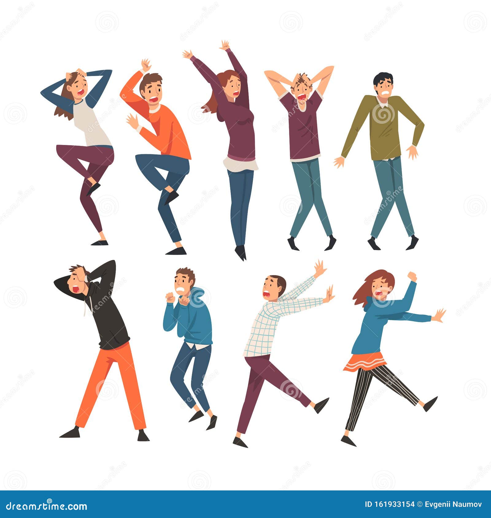 Scared And Panicked Girl Running, Emotional Young Woman Afraid Of ...