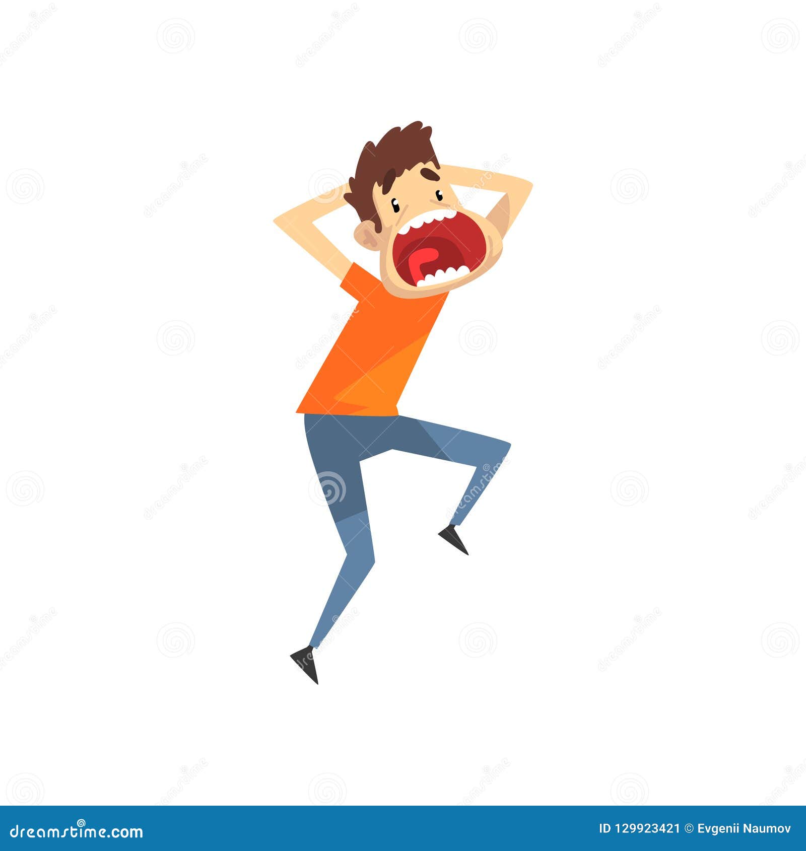 Scared, Panicked Woman With Horror Face And Two Hand Gestures. Vector ... Scared, Panicked Woman With Horror Face And Two Hand Gestures. Vector ...