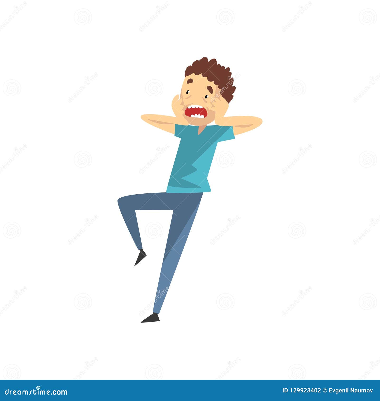 Scared, Panicked Woman With Horror Face And Two Hand Gestures. Vector ...