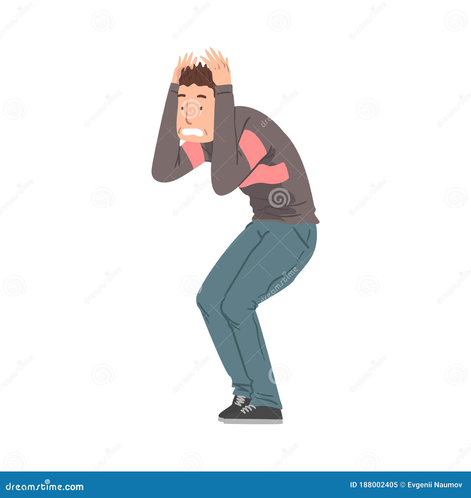 Scared and Panicked Young Man Holding Hands on Head, Anxiety or Panic ... Scared and Panicked Young Man Holding Hands on Head, Anxiety or Panic ...