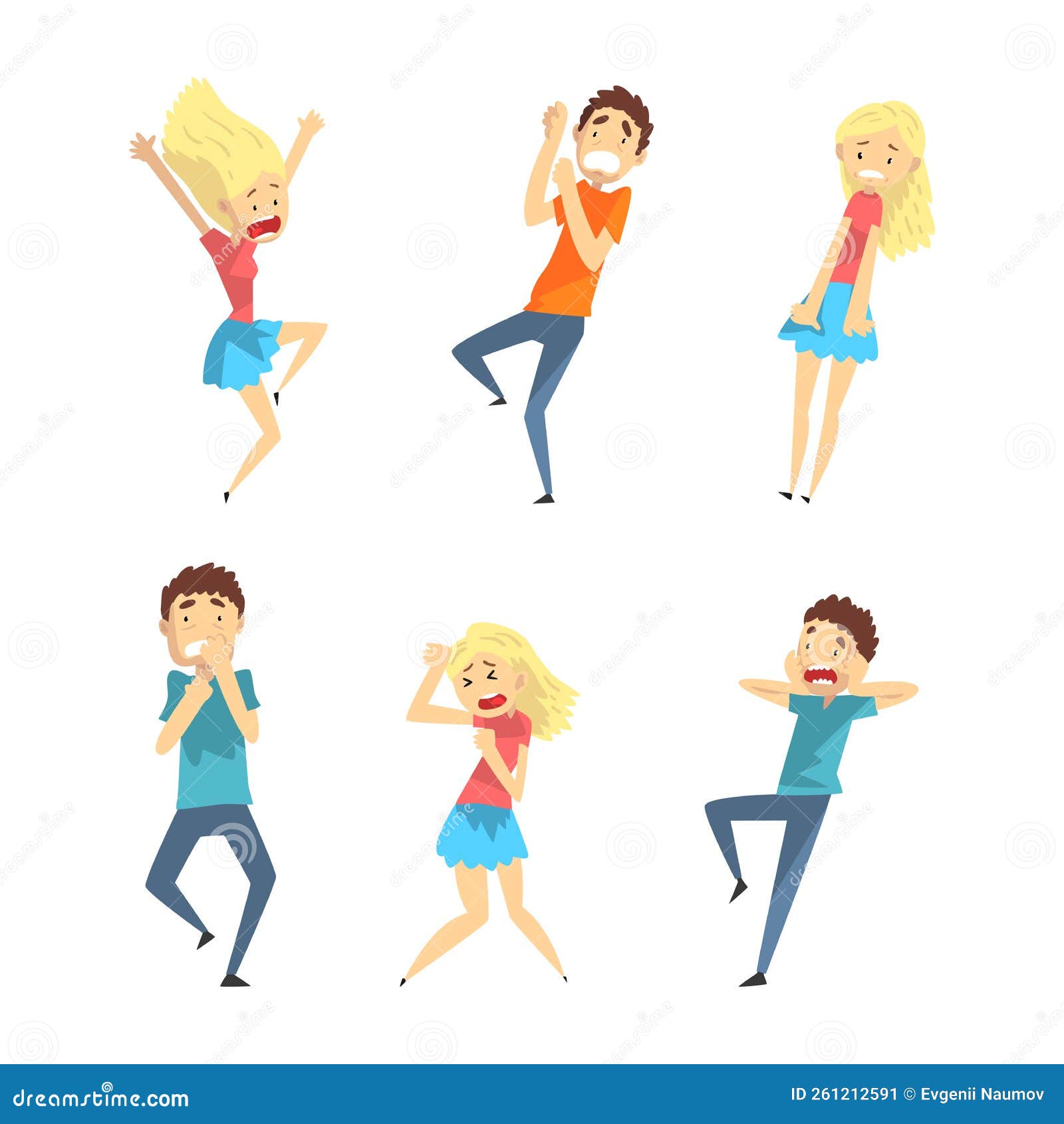 Scared and Panicking People Characters Afraid of Something Vector Set ...
