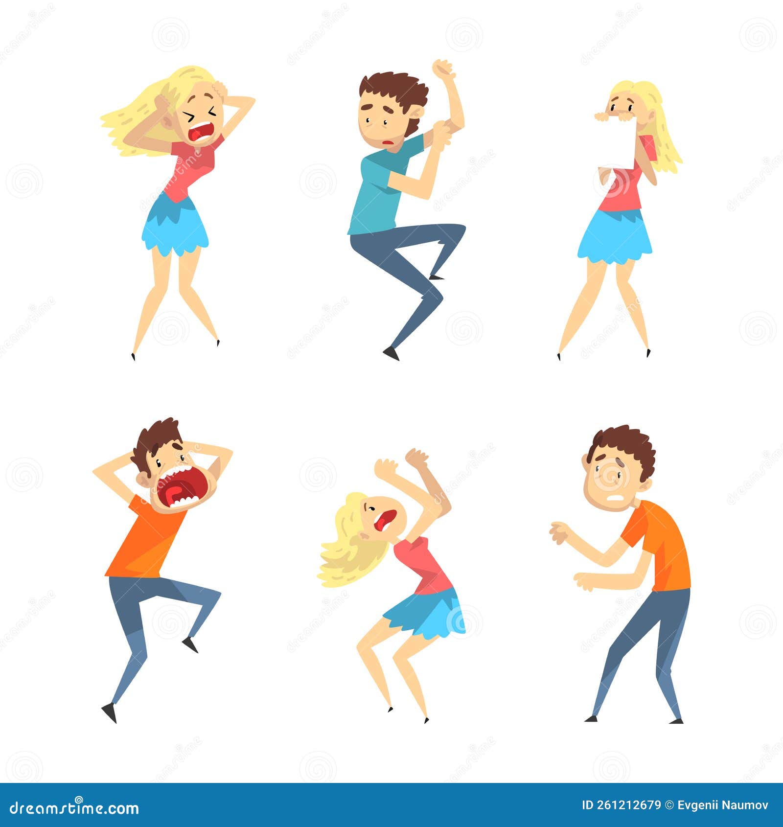 Scared And Panicking People Characters Afraid Of Something Vector Set ...
