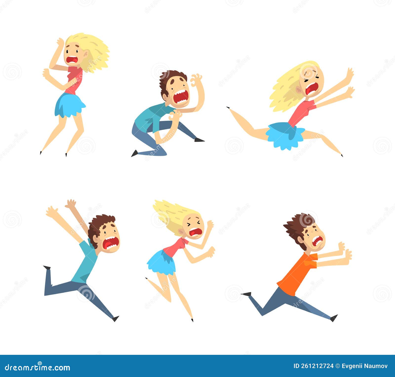 Scared And Panicking People Characters Afraid Of Something Vector Set ...