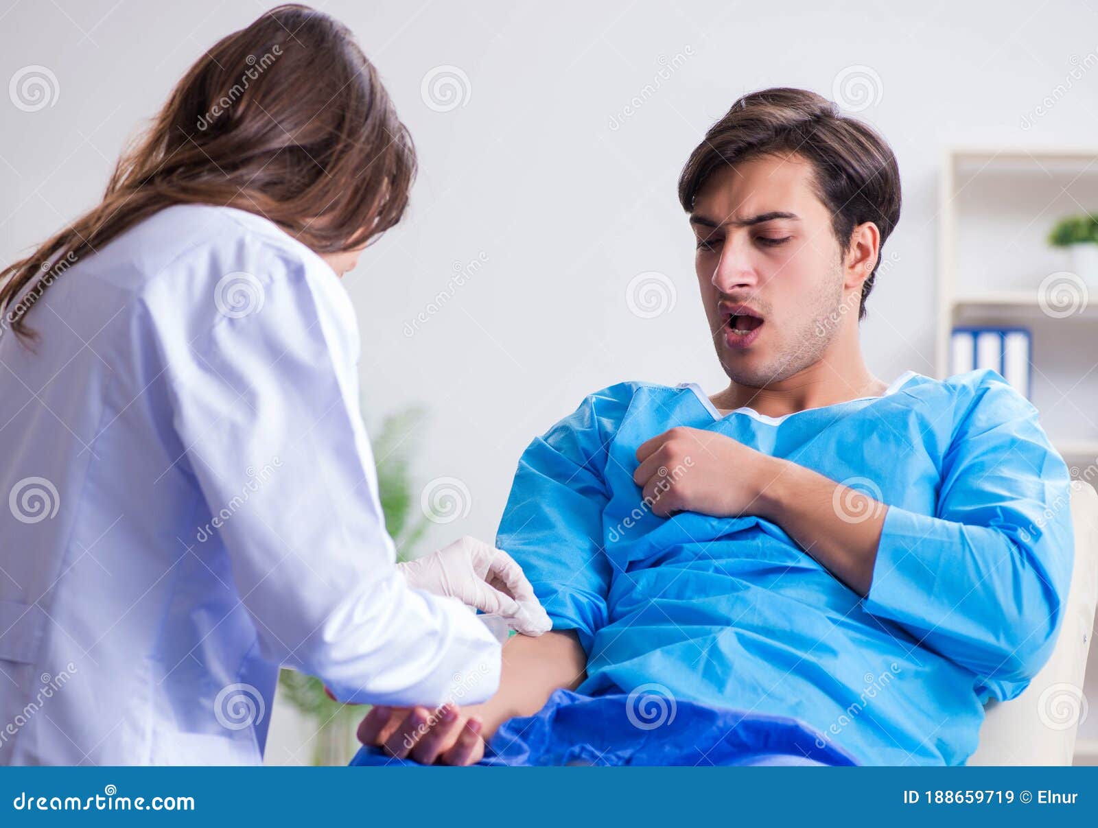 Scared Patient Man Getting Ready for Flu Shot Stock Image - Image of ...