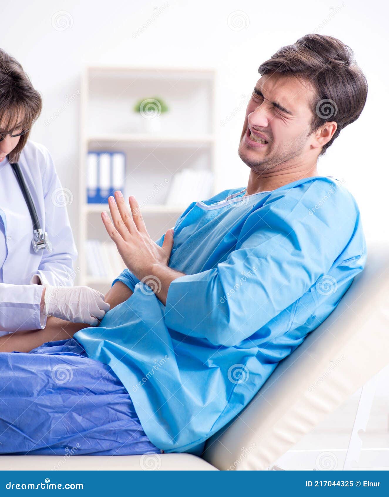 Scared Patient Man Getting Ready for Flu Shot Stock Image - Image of ...