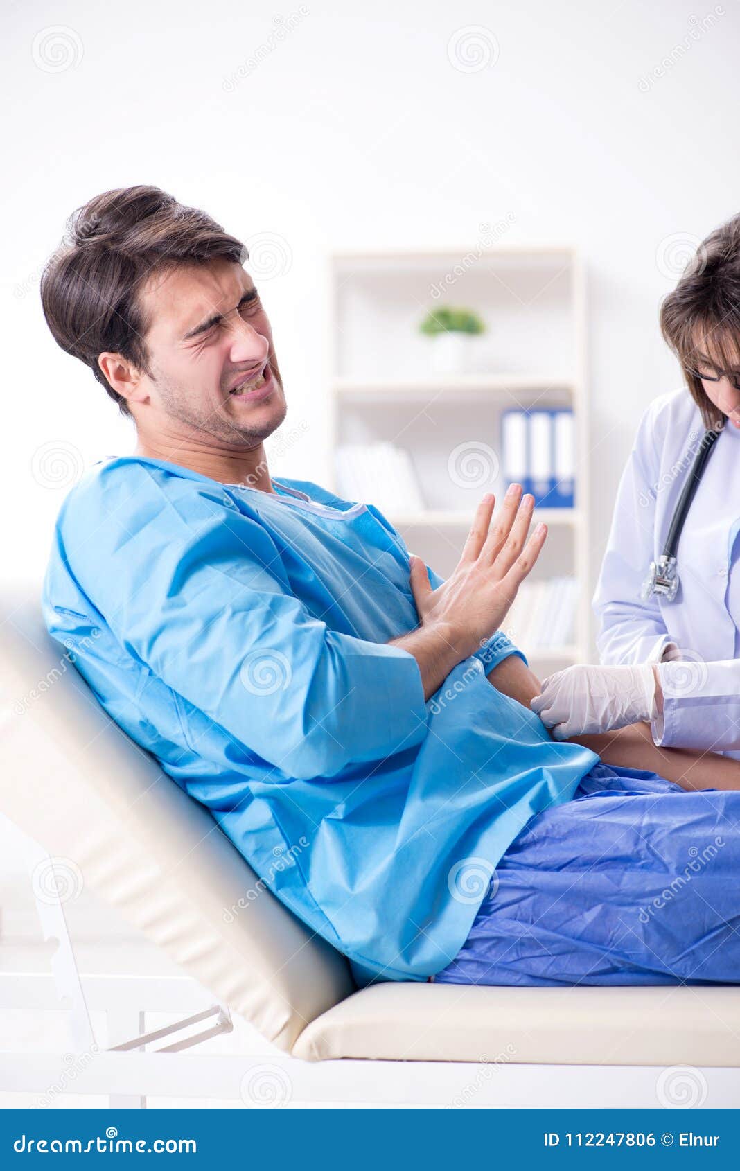 The Scared Patient Man Getting Ready for Flu Shot Stock Photo - Image ...