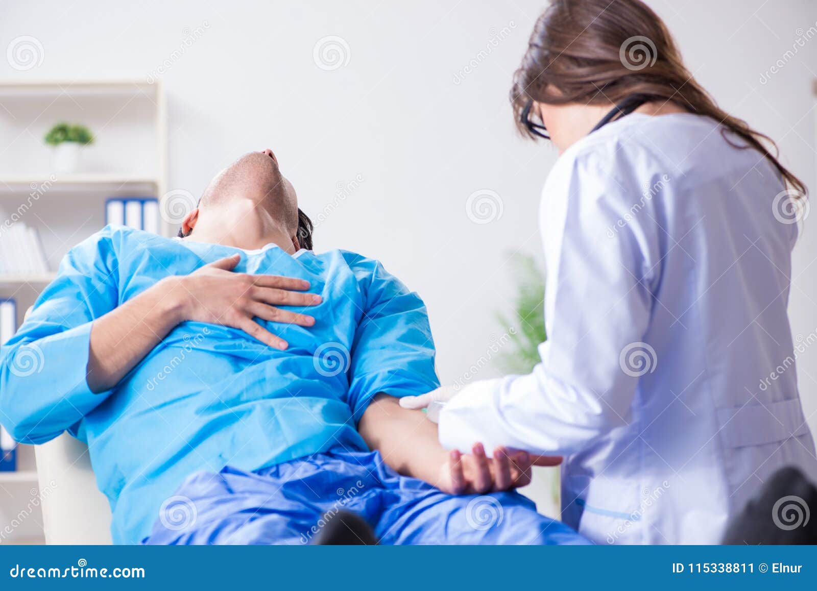 The Scared Patient Man Getting Ready for Flu Shot Stock Image - Image ...